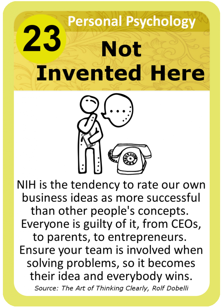 Leadership Card 23 – Not Invented Here | Project Success