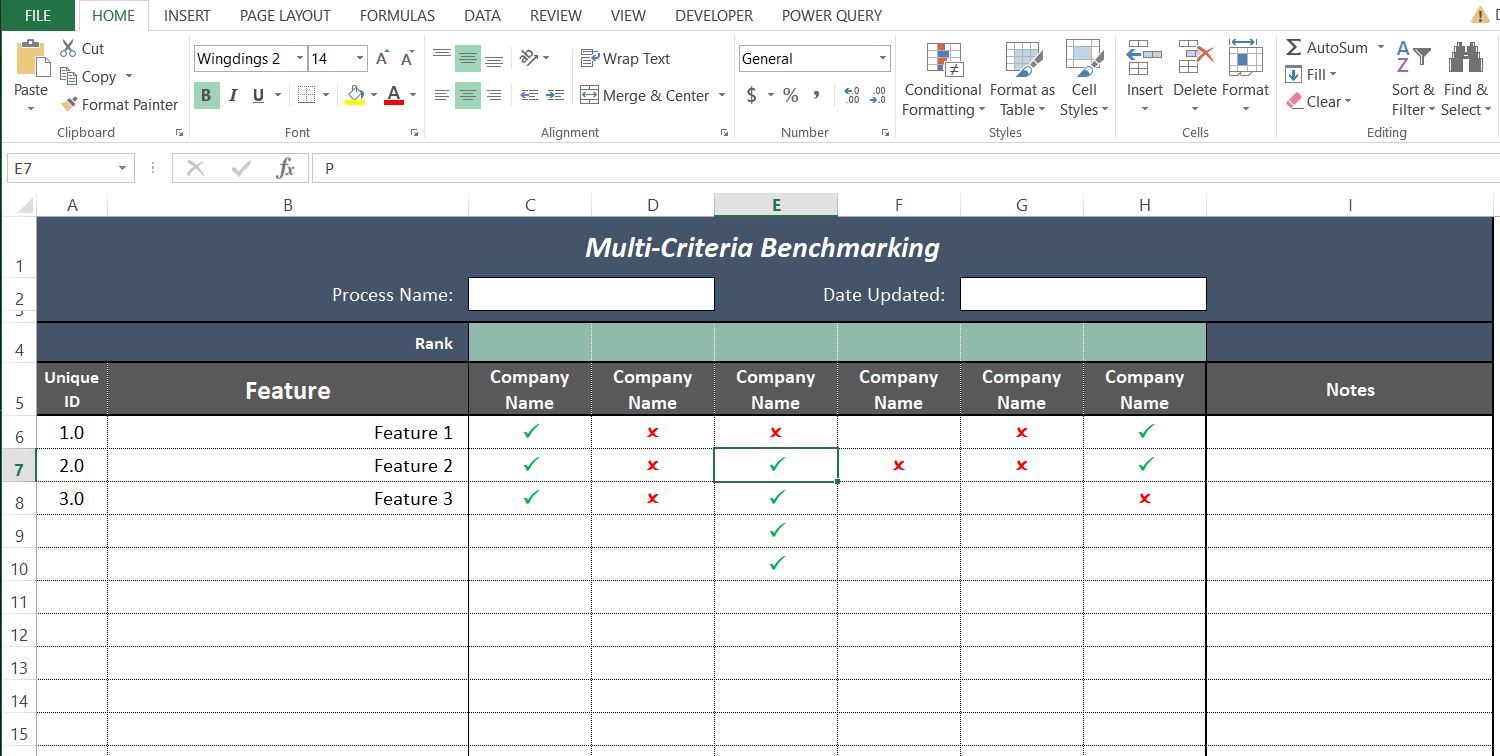 Product Benchmarking Template in Excel 02 | Project Success